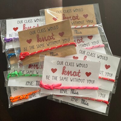 Knot Valentines, PRINTED Friendship Bracelet Valentine's Day Cards for ...