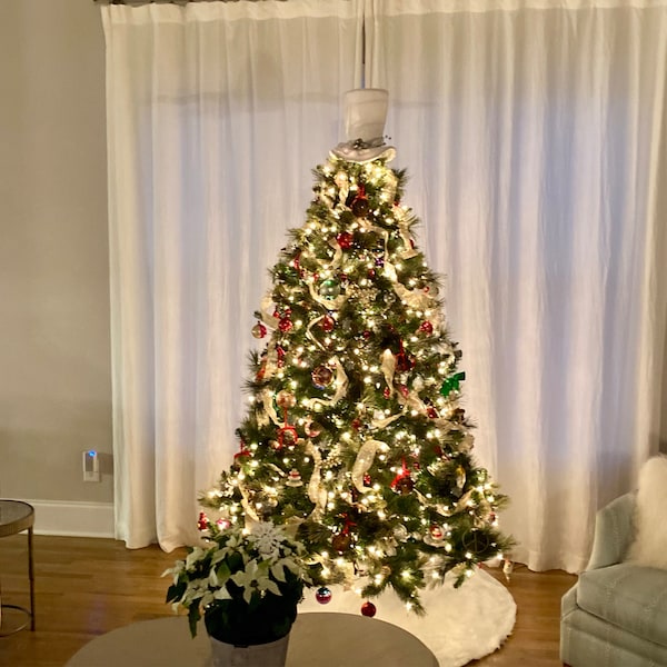 White Fur Top Hat Tree Topper Christmas Tree Topper - Etsy