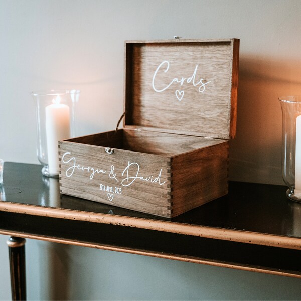 Personalised RUSTIC Wedding Card Box, Wedding Memory Box, Wedding ...