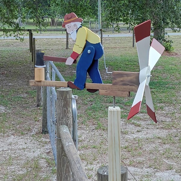 Man Sawing Wood Whirligig Cedar, PT Pine; Painted, Ready to Mount ...