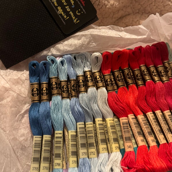 8x Blue DMC Flosses, Dmc Threads, DMC Kit, Dmc Set of Colors, Dmc ...