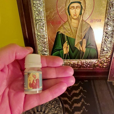 Oil is Consecrated on the Icon of George the Victorious Holy Oil Bottle ...
