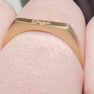 14K Rectangular Bar Signet Ring, Solid Gold Signet Ring, 18K Gold Signet Ring, Gold Chevalier ...