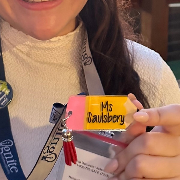 Personalized Pencil Keychain, Teacher Name School Appreciation Gift ...