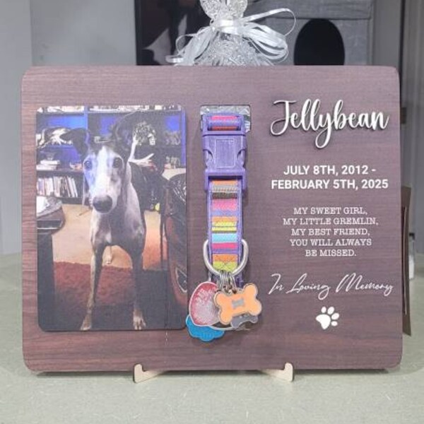 Custom Pet Collar Memorial Plaque, Personalized Dog Cat Memorial Sign ...