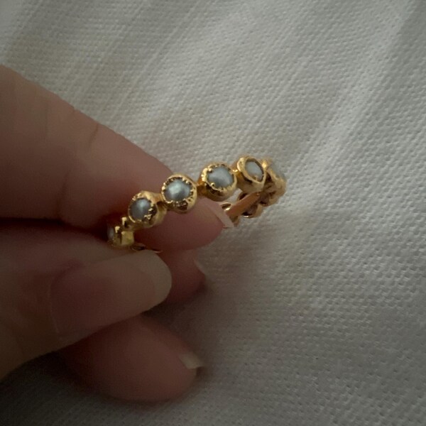 Natural Freshwater Pearl Eternity Band \ Gemstone Ring \ Channel ...