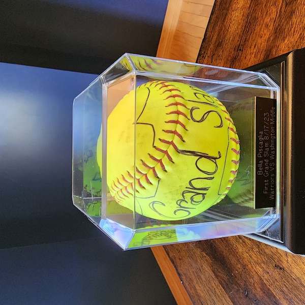 Clear SOFTBALL Display, With Name Plate | HOME RUN or Game Ball Display ...