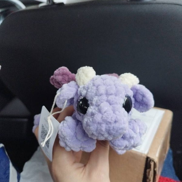 One Crochet Small Baby Dragon Plushie, Handmade Stuffie, Personalised Colours, Amigurumi Toy ...