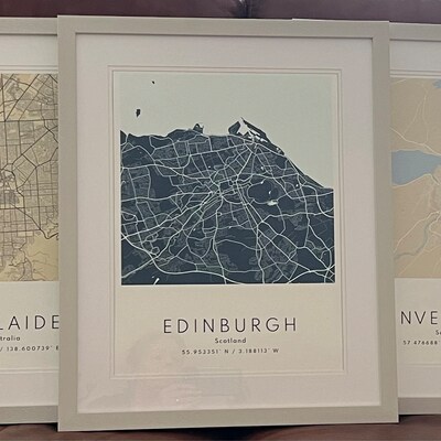 Set of 3 Custom Maps, City Map Prints, Custom Map Print, Custom Any ...