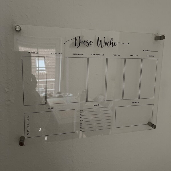Wochenplaner aus Acrylglas in A3, Wochenplan für die Wand, Acryl Planer ...