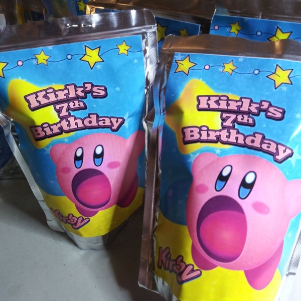 Kirby Pack 5 Labels for Birthday -printable DIGITAL DOWNLOAD Chip Bag ...