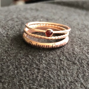 Rose Gold Name Ring Set // Personalized Stacking Name Rings // Custom ...