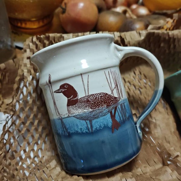 Handmade Loon Stoneware Mug, Pottery Coffee Cup, Made to Order - Etsy