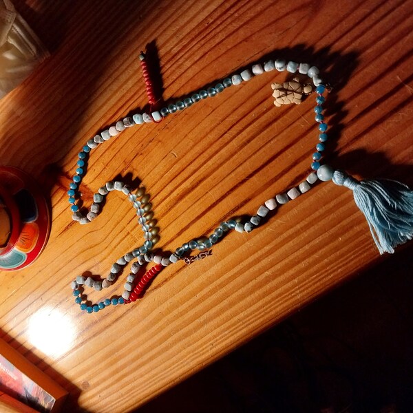 Azorean Paradise 108 Mala Apatite, Blue Lace Agate, and Lava Stone ...