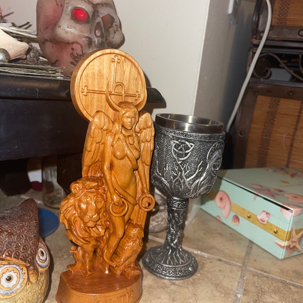 Lilith Wicca Goddess, Inanna, Astaroth Statue, Pagan Wooden Statue ...
