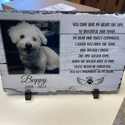 Dog Memorial Plaque Paw Print Rainbow Bridge Poem Pet Memorial Plaque ...