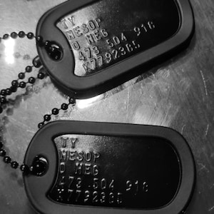 Personalised Special Forces Black US Military Dog Tag Set, Anodised ...