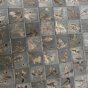 The Tiles Set green Garden,handmade Ceramic Tiles,plant Motif,hand ...
