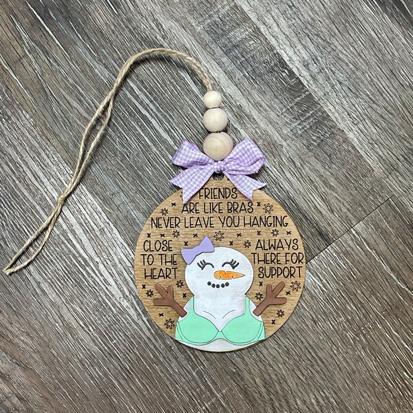 Snowman Friend Christmas Ornament SVG, Snowman Bra Christmas Ornament ...