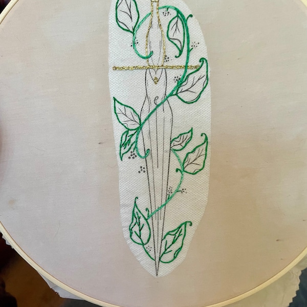 Elven Cottagecore Dagger Hand Embroidery , Fae King Queen Dagger , Hand ...
