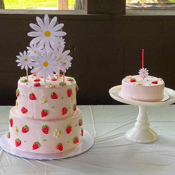 Handmade Delightful Daisy Flower Cake Topper Set for Birthdays, Showers ...