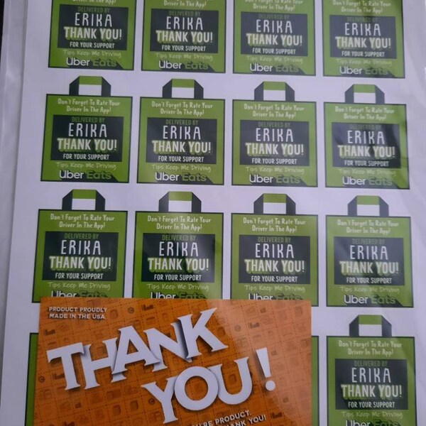 Personalized Uber Eats Labels - Delivery Bag Shaped Stickers - Food ...