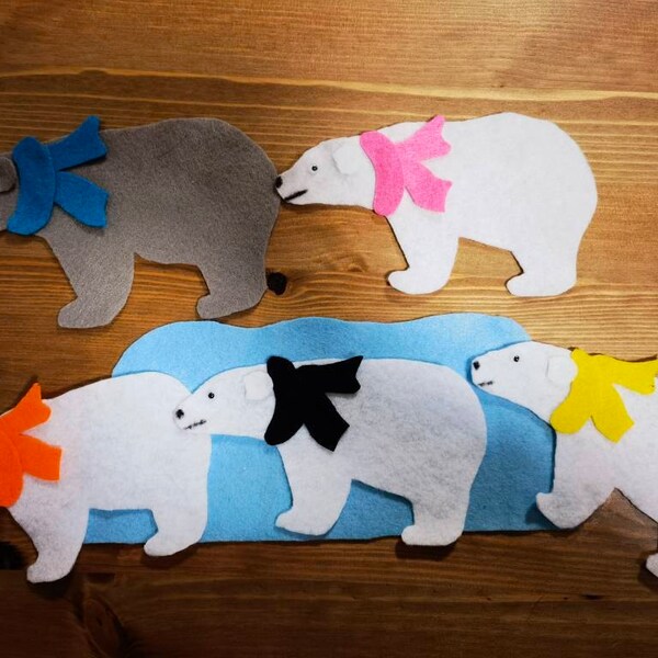 5 Little Polar Bears Felt Story Pattern for Use on a Felt Board - PDF ...