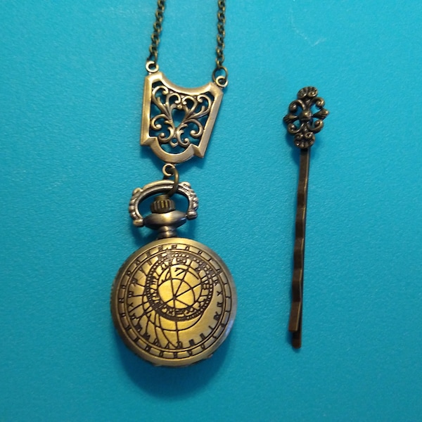 Time Lord Watch Pendant Necklace in Vintage Bronze - Etsy