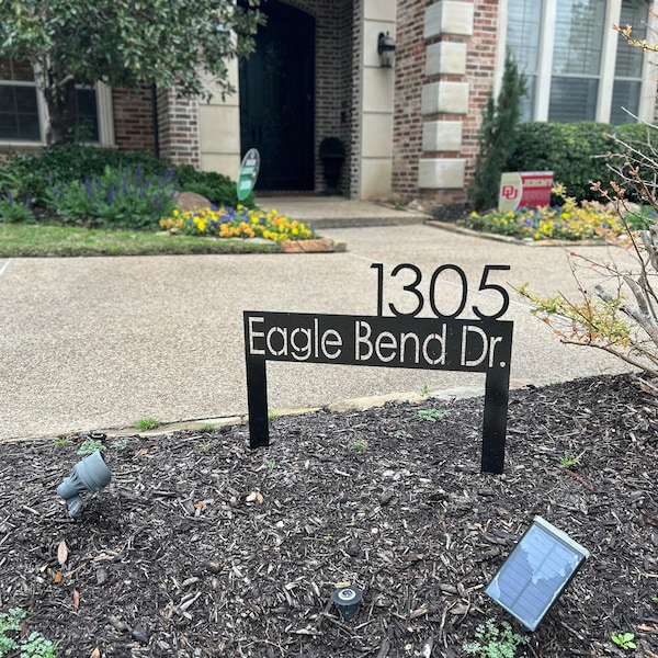 Modern House Number Yard Sign | Metal House Numbers With Street Name ...