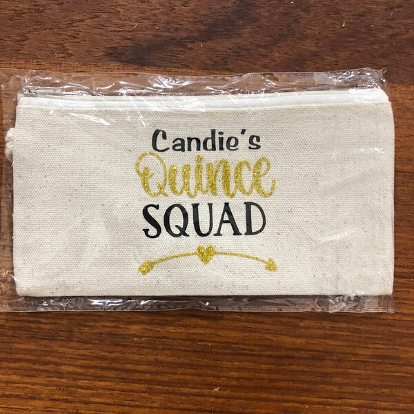 QUINCEANERA MAKEUP BAGS, Miss Quince Cosmetic Bag, Quince Squad Wrist ...