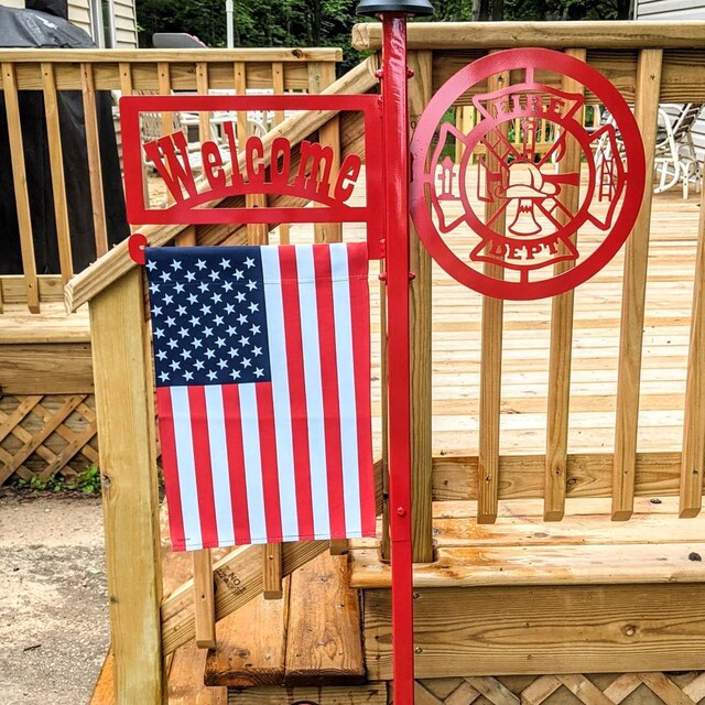 Solar Welcome Sign Poles Garden flag by BigDipperMetalWorks
