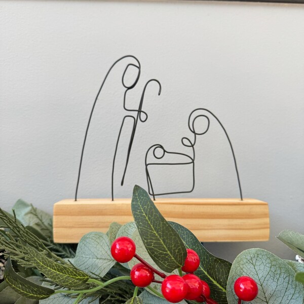 Wire Christmas Nativity Sign Entire Nativity Christian Art Decoration ...