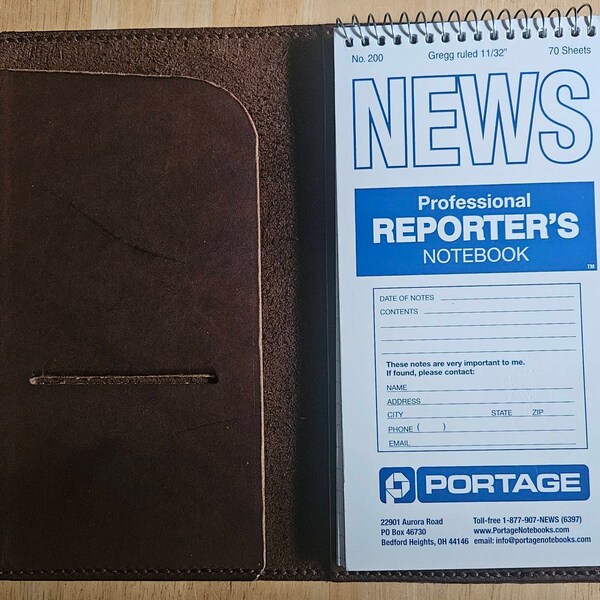 Portage Reporter Notebook Leather Cover for Lefties Too! - Etsy