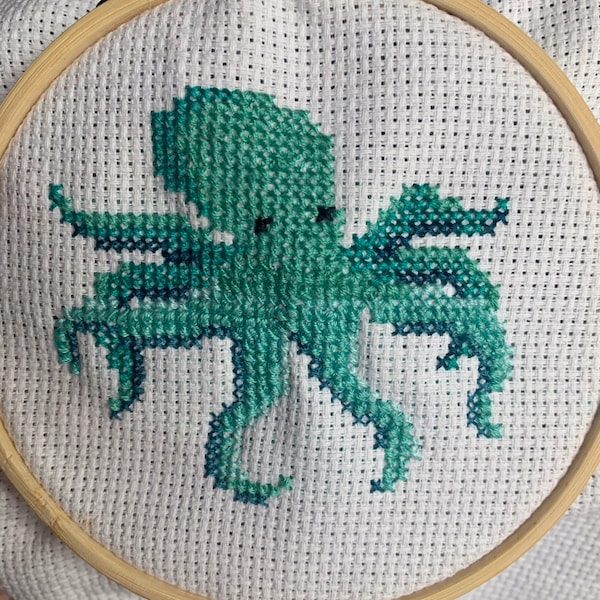 Octopus Cross Stitch Kit - Beginners Cross Stitch Kit - Mini Cross ...