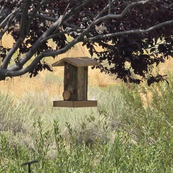 Hanging Log Bird Feeder: Cedar Rustic Handmade Garden Decor - Etsy