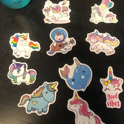 Cute Unicorn Stickers Pack of 10 Assorted Unicorn Sticker for Kids ...