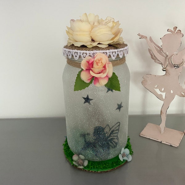 Personalised Fairy Night Light | Mood Lighting | Fairy Sitting in a Jar ...