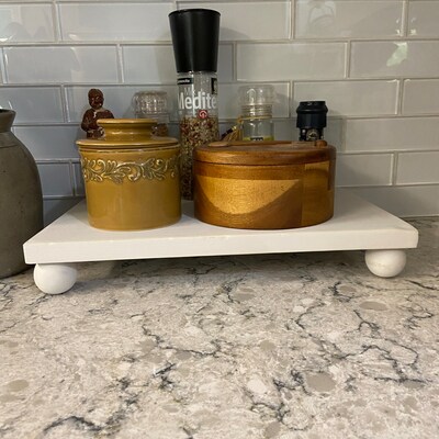 Wood Riser, Ball Leg Wood Tray, Farmhouse Decor, Rustic Tray, Riser ...