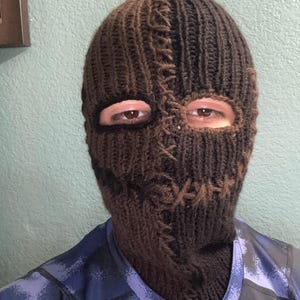 Creepy Handmade Balaclava With Horns Devil Funny Ski Mask Halloween ...