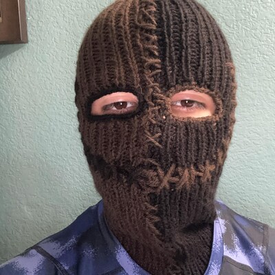 Creepy Handmade Balaclava With Horns Devil Funny Ski Mask Halloween ...