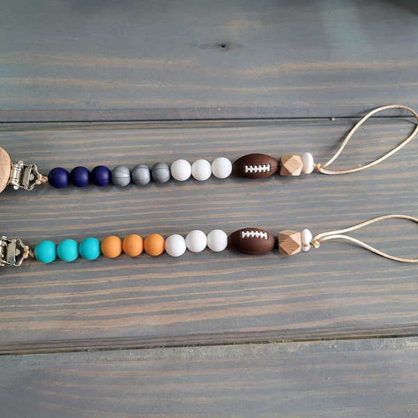 Football Pacifier Clip - Custom Colors for Your Team - Newborn Gift ...