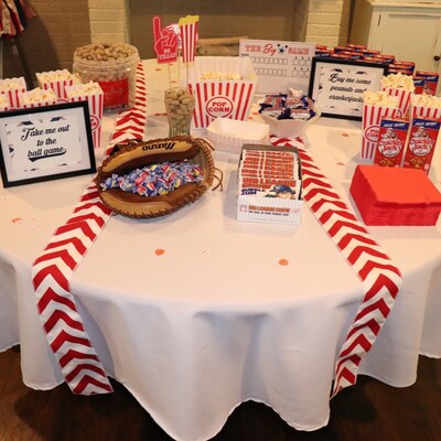 Baseball Party Decor Our ORIGINAL Baseball Ribbon Party Table Runners ...
