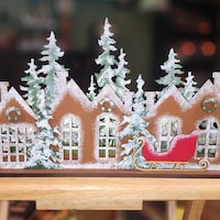 Winter Village Scene, 3D Laser Cut Birch and MDF, Hand Painted ...