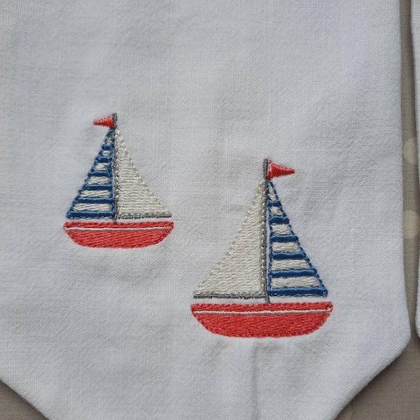 Mini Boat Embroidery Design, Nautical Striped Sailboat, Digital Machine ...