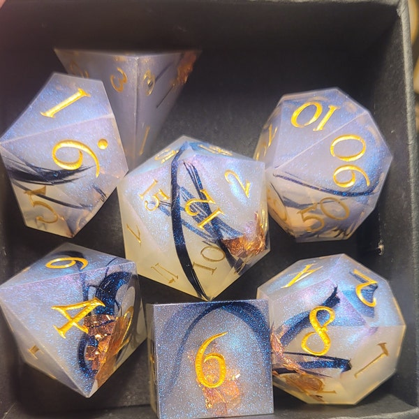 Feather Fall - 7 Piece Sharp Edge Dnd Dice Set. Dungeons and Dragons, D ...