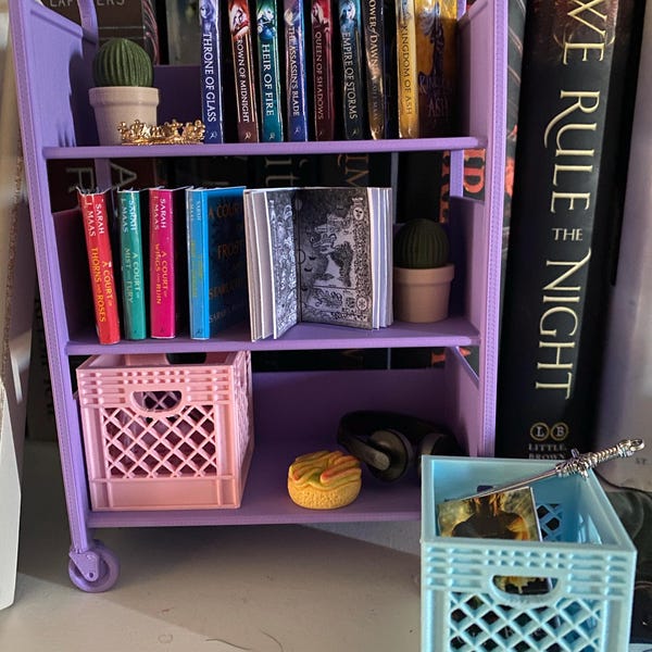 1/6 Scale 3 Shelf Mini Library Cart/ Mini Brands Books / Mini Books ...