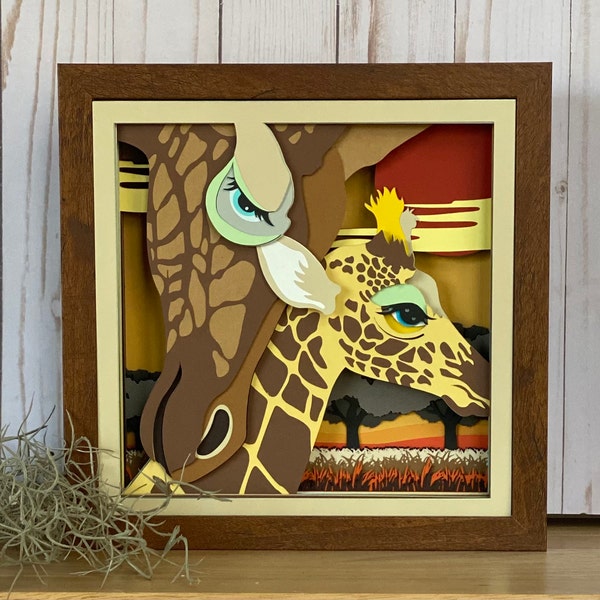 Giraffe Shadow Box Svg ,giraffe SVG, Giraffe 3D Svg, Animal 3D Box Svg ...