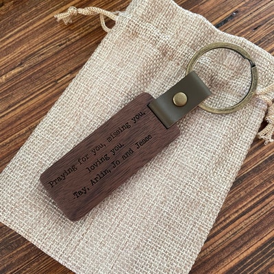 Engraved Wood Key Chain Custom Keychain Gift for Home Car Office ...