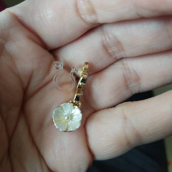 1 Pair Gold Crystal Bow Stud Invisible Resin Clip on Earrings, Non ...