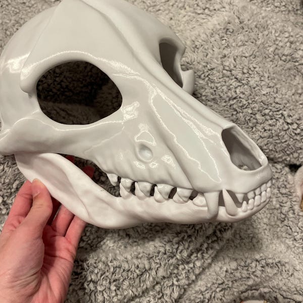 Toony Cat Feline Bone Skull Mask Movable Moving Hinge Jaw 3D Printed ...